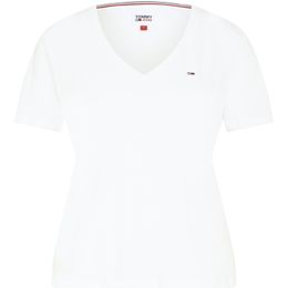Tommy Jeans T-Shirt, V-Ausschnitt, für Damen, weiß, XS