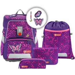Step By Step® Space Shine Schulranzen-Set "Butterfly Night Ina", 5-teilig, pink