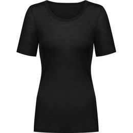 Mey T-Shirt, uni, U-Ausschnitt, für Damen, schwarz, 36/38