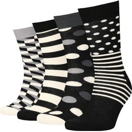Happy Socks Socken-Set "Classic Black & White", 4er-Pack, Baumwollmix, grau, 36-40