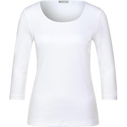 Street One Shirt, 7/8- Ärmel, U-Ausschnitt, für Damen, weiß, 38