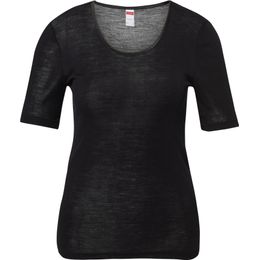 -con-ta- Unterhemd, Woll-Anteil, Kurzarm, für Damen, schwarz, 40
