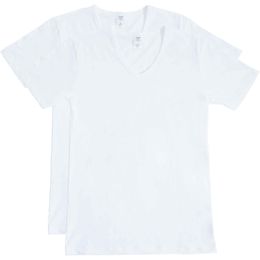 Calida Natural Benefit Unterhemd, 2er-Pack, Kurzarm, V-Ausschnitt, für Herren, weiß, XXL