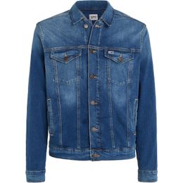 Tommy Jeans Jeansjacke, gerader Schnitt, Knopfleiste, für Herren, blau, S