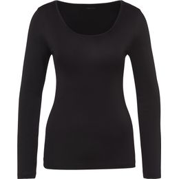 Mey Emotion Langarmshirt, U-Ausschnitt, Microfaser, für Damen, schwarz, 40