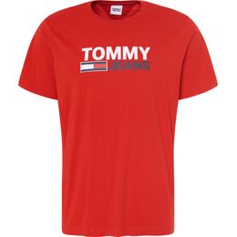 Tommy Jeans T-Shirt, Rundhals, uni, für Herren, rot, XL