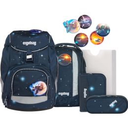 Ergobag Pack Schulrucksack-Set "KoBärnikus", Galaxy Glow Edition, 6-teilig, blau