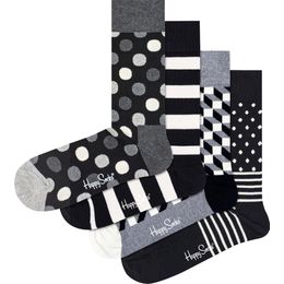 Happy Socks Socken, Mustermix, 4er-Pack, für Damen und Herren, schwarz, 36-40