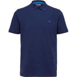 Selected Poloshirt, Regular Fit, Bio-Baumwolle, für Herren, blau, L