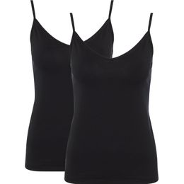 Calida Top, 2er-Pack, V-Ausschnitt, für Damen, schwarz, M