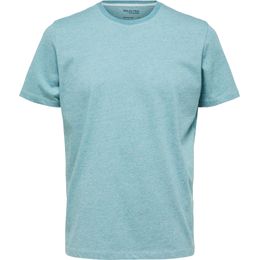 Selected T-Shirt, Rundhals-Ausschnitt, für Herren, türkis, S