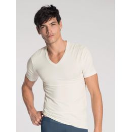 Calida T-Shirt, kompostierbar, uni, für Herren, weiß, XL