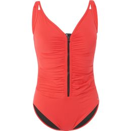 Sunflair® Badeanzug, Reißverschluss, breite Träger, Raffung, für Damen, rot, 44B