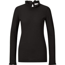 Rich & Royal rich&royal Langarmshirt, Stehkragen, Baumwolle, für Damen, schwarz, M