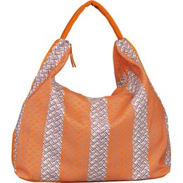 Tom Tailor Schultertasche, Baumwolle, Streifen-Optik, für Damen, orange