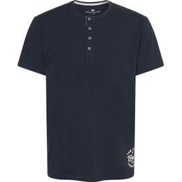 Tom Tailor Henley-Schlafshirt, Logo-Print, uni, für Herren, blau, 50