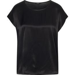 More & More MORE & Shirt, Rundhals-Ausschnitt, Satin-Vorderseite, für Damen, schwarz, 46