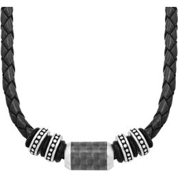 s.Oliver Herren Collier mit Beads, Leder/Edelstahl, schwarz, 50