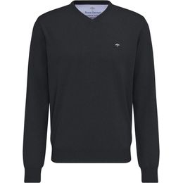 Fynch-Hatton® Pullover, V-Ausschnitt, Logo-Stickerei, für Herren, blau, L