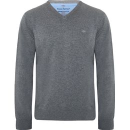 Fynch-Hatton® Pullover, V-Ausschnitt, Logo-Stickerei, für Herren, blau, L