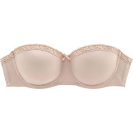 s.Oliver Schalen-BH, abnehmbare Multioptions-Träger, Spitze, nahtlose Cups, für Damen, beige, 70C