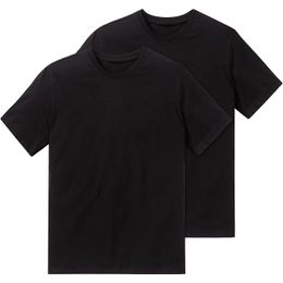 Schiesser American T-Shirt, 2er-Pack, Rundhalsausschnitt für Herren, schwarz, XXXL