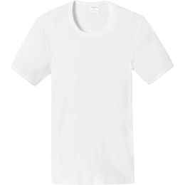 Schiesser T-Shirt, Rundhals-Ausschnit, uni, für Herren, weiß, 9