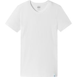 Schiesser T-Shirt "Long Life Cotton", V-Ausschnitt, uni, für Herren, weiß, 8