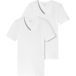 Schiesser T-Shirt, 2er-Pack, V-Ausschnitt, für Herren, weiß, 7