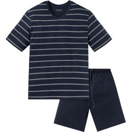 Schiesser Shorty, Baumwolle, V-Ausschnitt, für Herren, blau, M