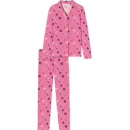 Schiesser Schlafanzug, Baumwolle, Allover-Print, für Kinder, pink, 152