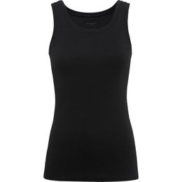 Schiesser Pure Rib Unterhemd, U-Ausschnitt, für Damen, schwarz, 38