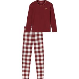 Schiesser Family Schlafanzug, Baumwolle, Langarm, für Damen, rot, 38