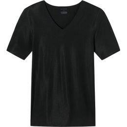 Schiesser T-Shirt "Laser Cut", hoher Baumwollanteil, für Herren, schwarz, 6