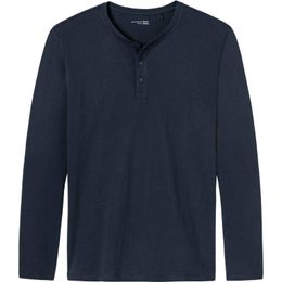 Schiesser Longsleeve, Henley-Ausschnitt, Baumwolle, für Herren, blau, 50