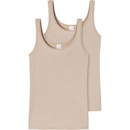 Schiesser Modal Essentials Unterhemd, 2er-Pack, für Damen, beige, 44