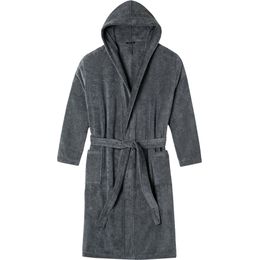 Schiesser Essentials Bademantel, Kapuze, 3/4-Länge, für Herren, grau, S