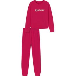 Schiesser Nightwear Organic Cotton Schlafanzug, Baumwolle, Print, für Kinder, pink, 152