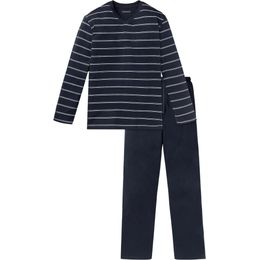 Schiesser Pyjama, Streifen, für Herren, blau, 58