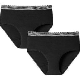 Schiesser Panty "Secret Care", 2er-Pack, Menstruations-Unterhose, für Damen, schwarz, 50/52