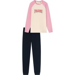 Schiesser Teens Nightwear Schlafanzug, Baumwolle, Word-Print, für Kinder, rosa, 164