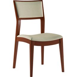 Stuhl Inosign "DOM" Stühle Gr. B/H/T: 46,5 cm x 88 cm x 55 cm, 2 St., Microfaser Veloursoptik, Massivholz, beige (beige, kirsch) 4-Fuß-Stuhl Esszimmerstuhl Polsterstuhl Küchenstühle