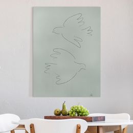 Bilderwelten Leinwandbild Line Art Tauben - Wandbild bis XXL Print Kunstdruck Tiere Line Art Wohnzimmer Schlafzimmer