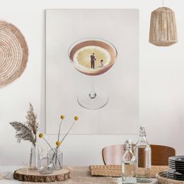 Bilderwelten Leinwandbild Kulinarisch Vintage Kunstdruck beige - My Drink needs a Drink - Getr&auml;nke XXL Wohnzimmer Schlafzimmer