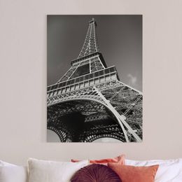Bilderwelten Leinwandbild Stadt Motiv Kunstdruck schwarz weiss - Eiffelturm - Architektur XXL Wohnzimmer Schlafzimmer