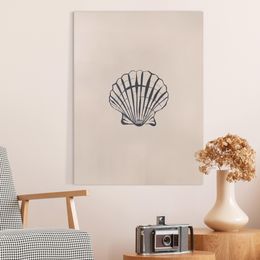 Bilderwelten Leinwandbild originell modern Kunstdruck beige - Muschel Skizze auf Beige - Wandbild XXL Wohnzimmer Schlafzimmer