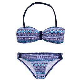 s.Oliver M&auml;dchen s.Oliver Bandeau-Bikini mit grafischem Druck blau 122/128, N-Gr
