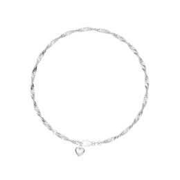 Firetti Fußkette mit Anhänger Schmuck Geschenk Silber 925 Körperschmuck Herz+LIEBE Singapurkette, silberfarben