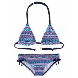 s.Oliver M&auml;dchen s.Oliver Triangel-Bikini mit grafischem Druck blau 134/140, N-Gr