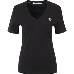 Calvin Klein Jeans T-Shirt, V-Ausschnitt, für Damen, schwarz, S